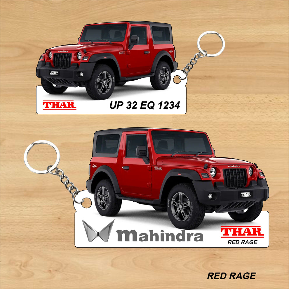 Thar - Personalized Mahindra Car Keychain - Wood, Acrylic, Metal Print ...