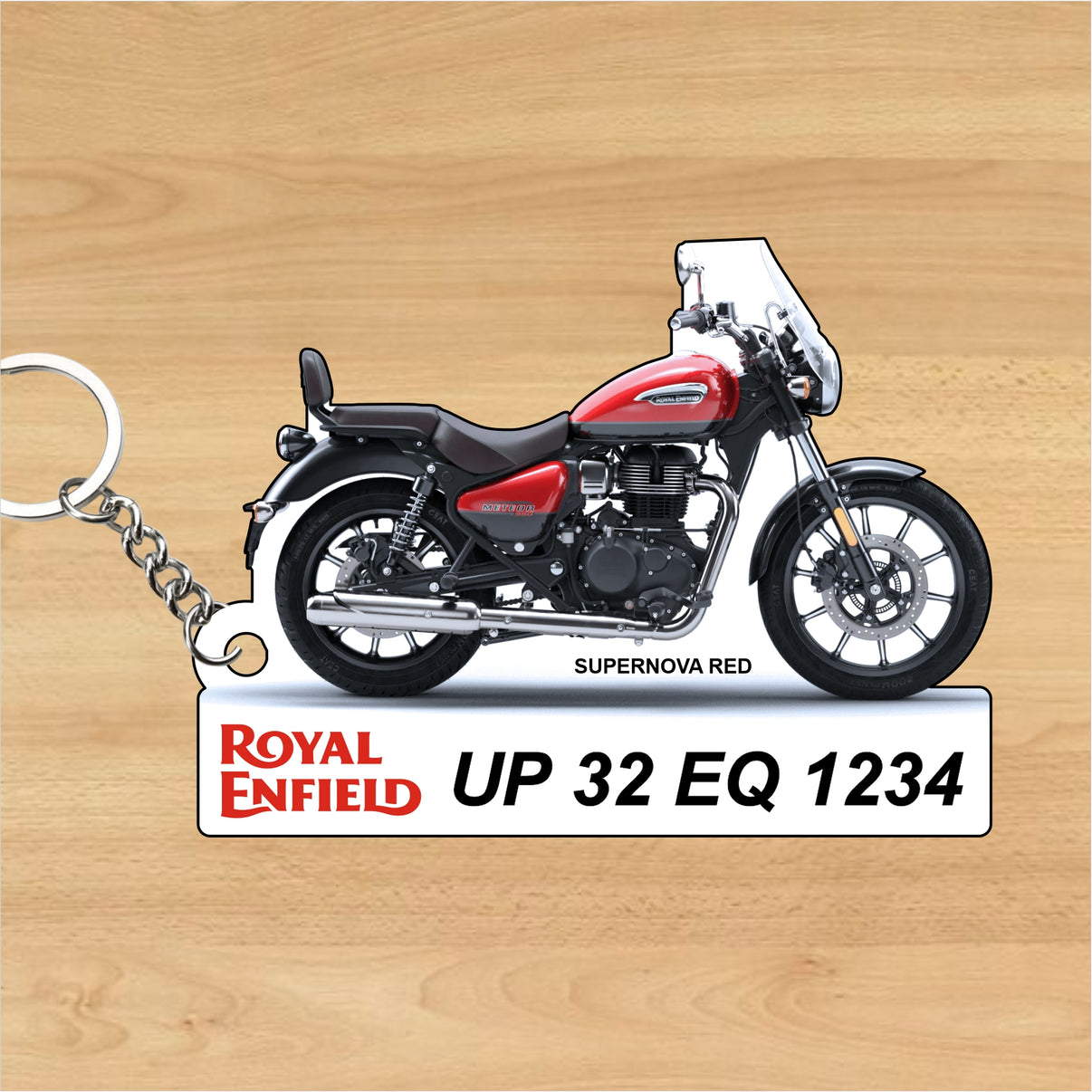 Meteor 350 - Personalized Royal Enfield Keychain - Wood, Acrylic, Meta ...
